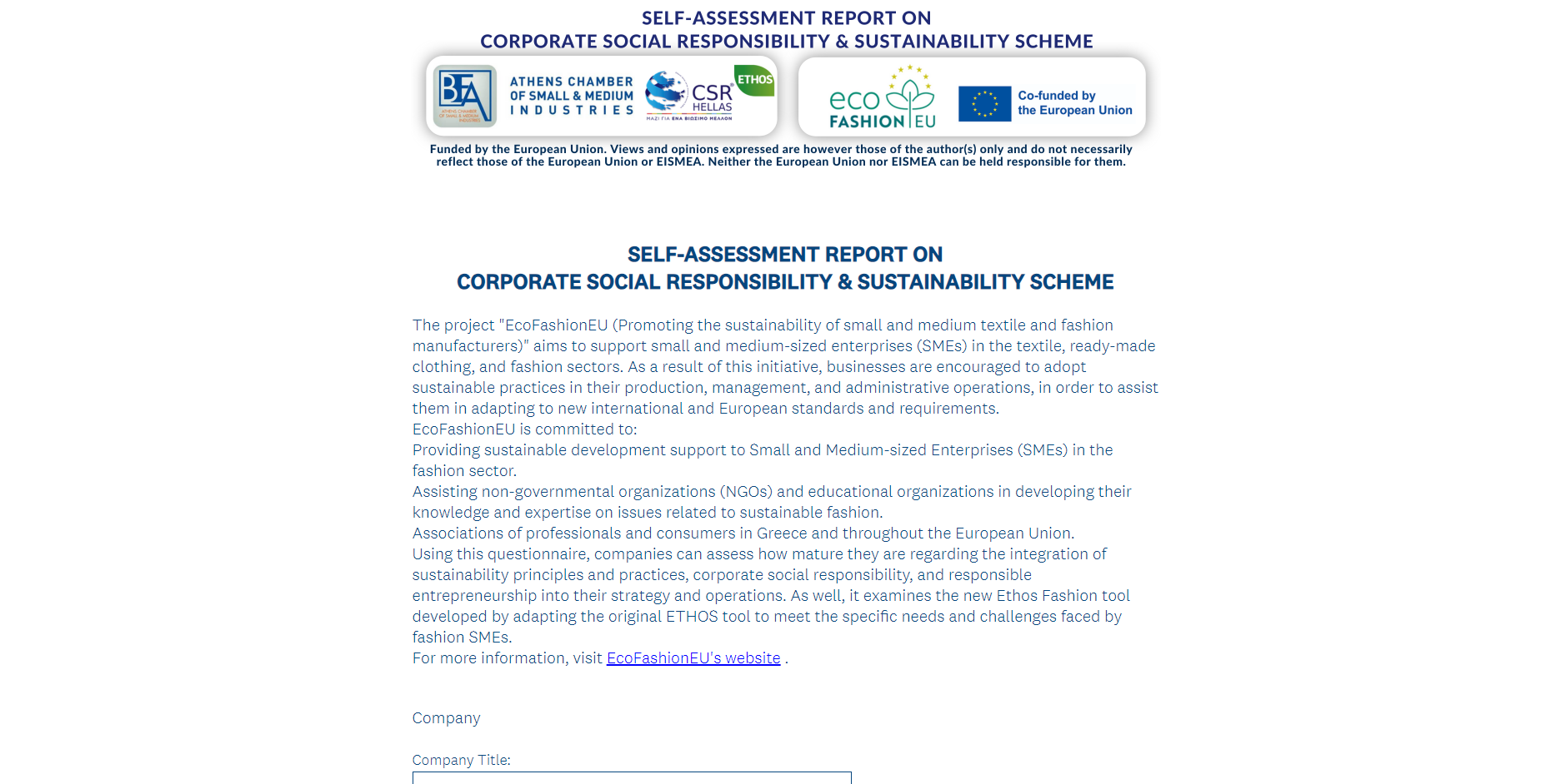 Self-assessment tool on Corporate Social Responsibility ...